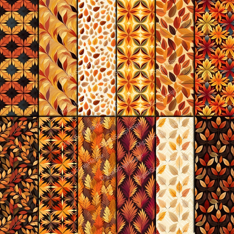 Vibrant Autumn Leaf Seamless Pattern Paper for Fall Backgrounds and ...