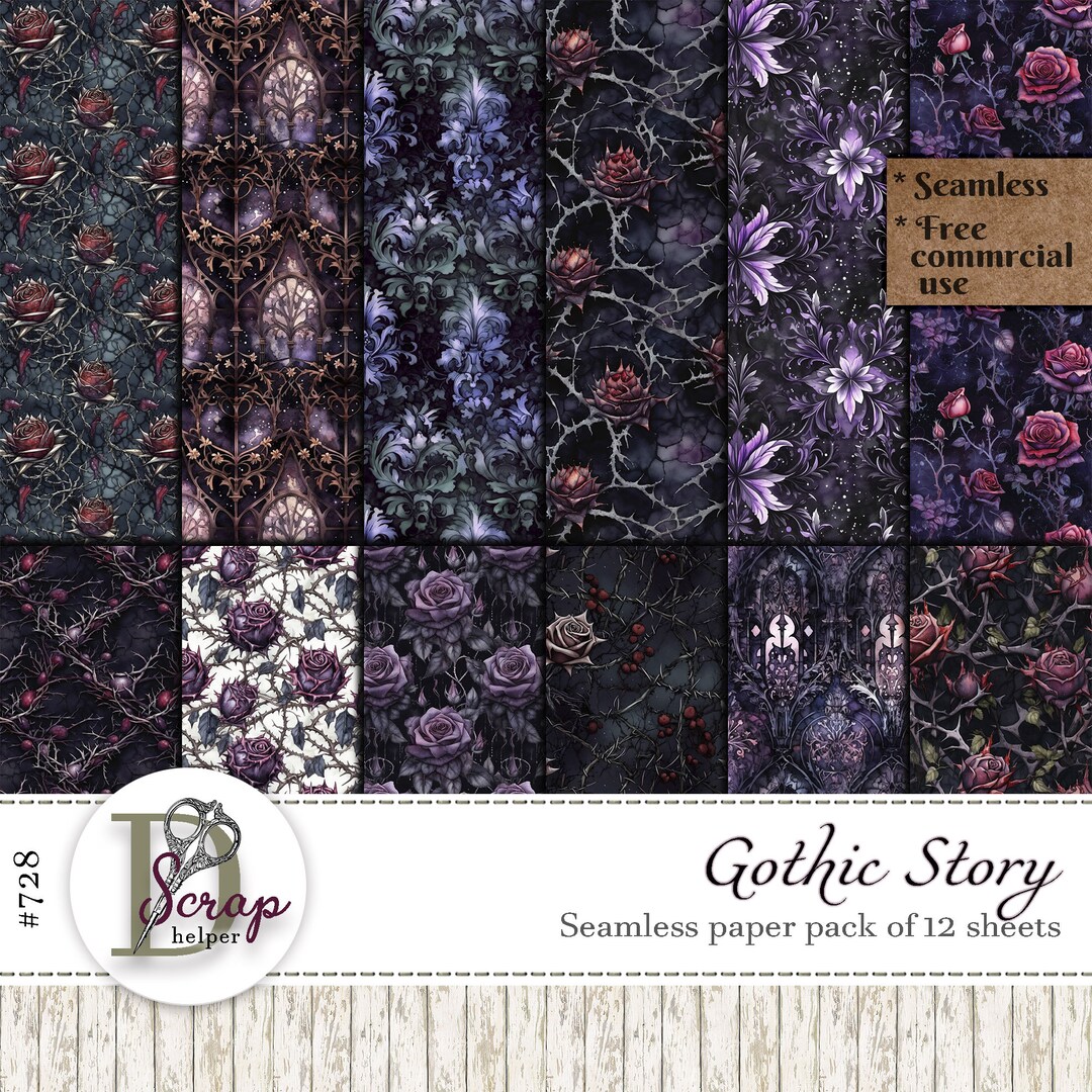 Gothic Seamless Pattern Printable Thorns Scary Victorian Spooky Monster ...