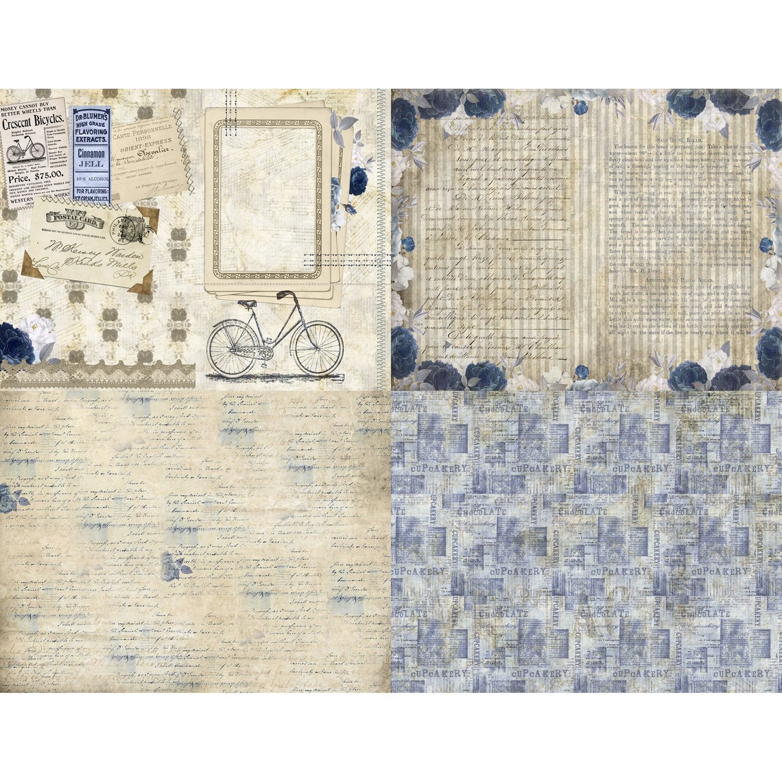 Vintage Blue Junk Journal Kit Printable of 28 Sheets Blue - Etsy