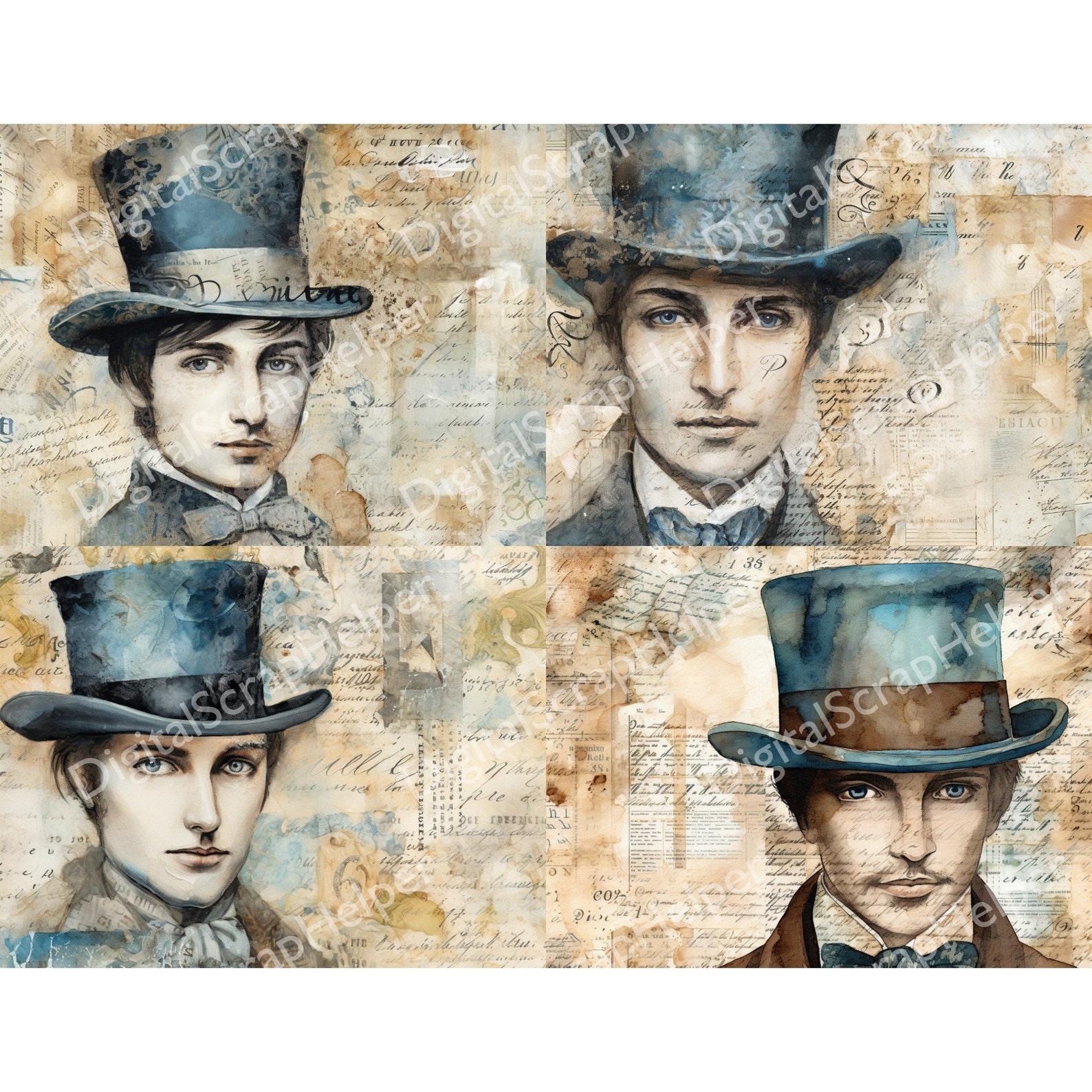 Vintage Man Junk Journal Paper Printable of 28 Sheets Masculine Men ...