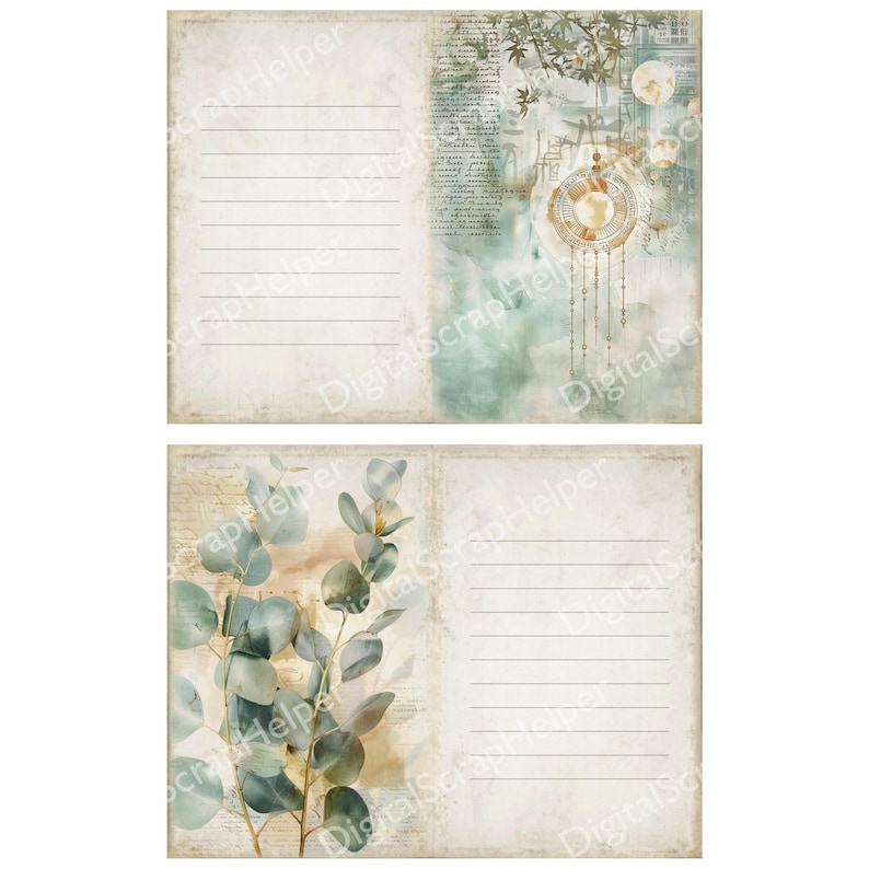 Zen Junk Journal Pages Printable 12 Sheets Self Care Meditation ...