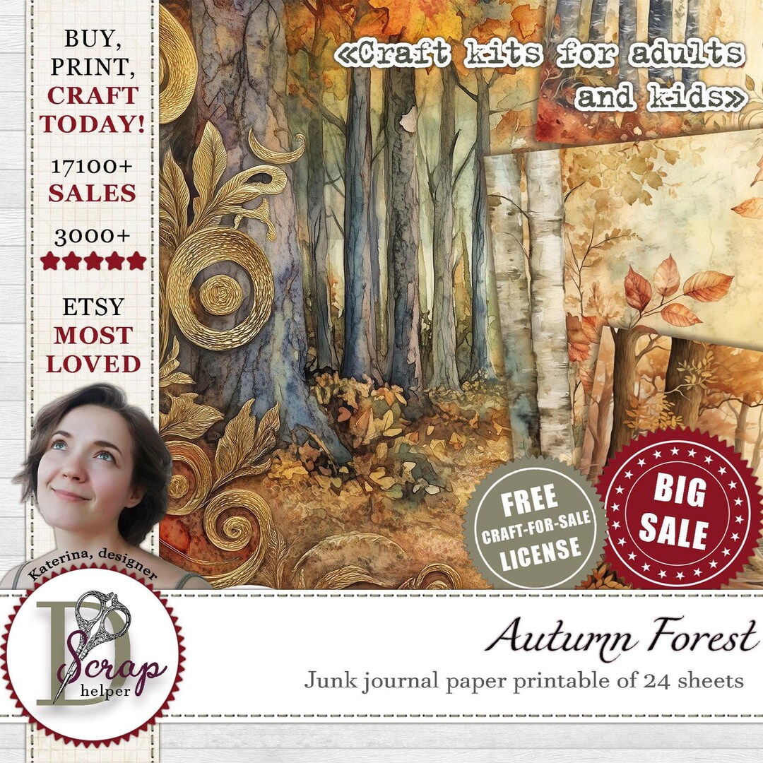 Autumn Forest Paper for Fall Scrappy Backgrounds and Enchanted Fables ...
