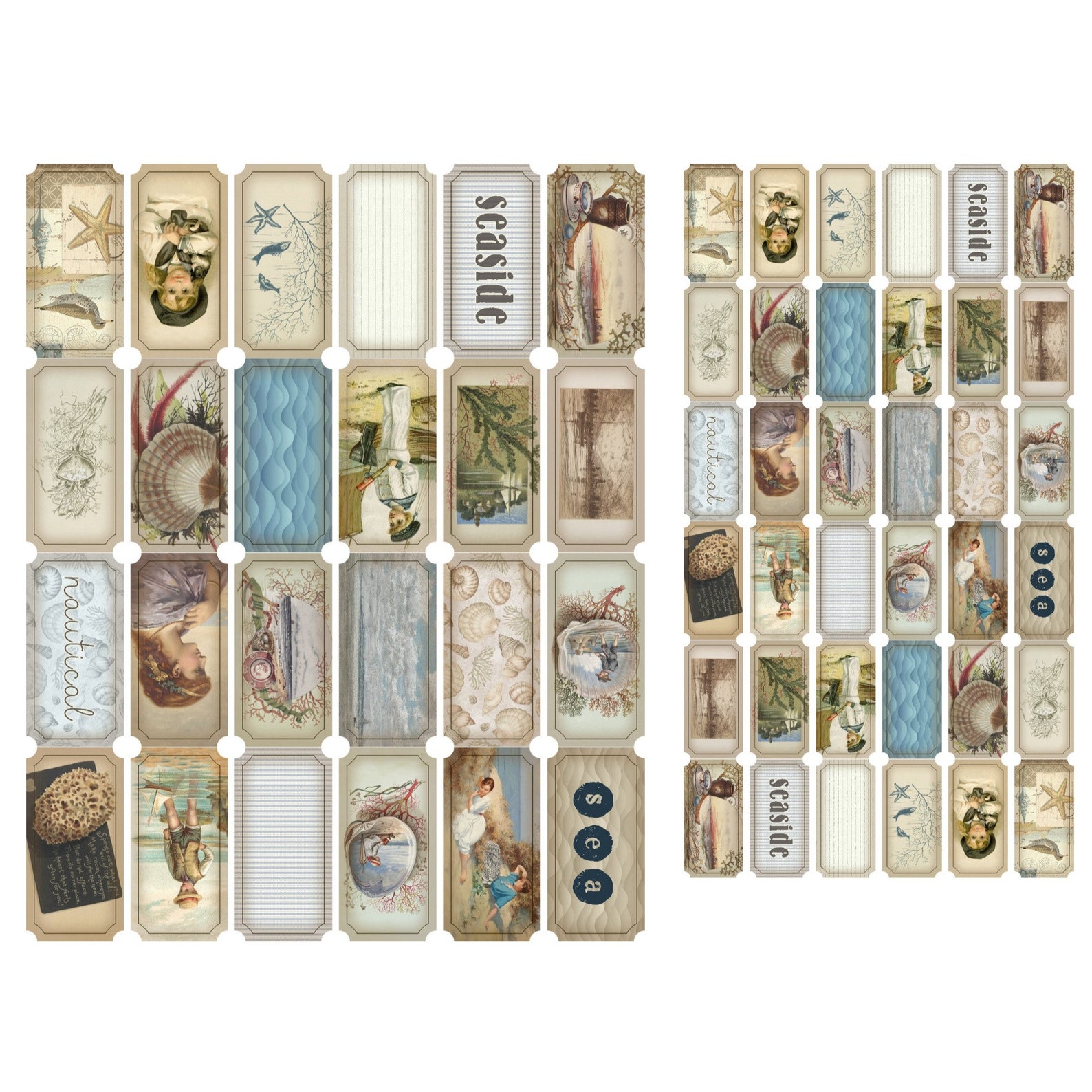 Nautical Ephemera Tickets Printablr of 4 Sheets Ocean Sea - Etsy