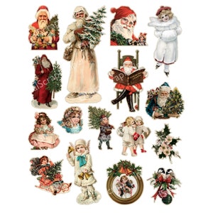 Vintage Christmas Fussy Cuts Ephemera Printable of 6 Sheets Christmas ...