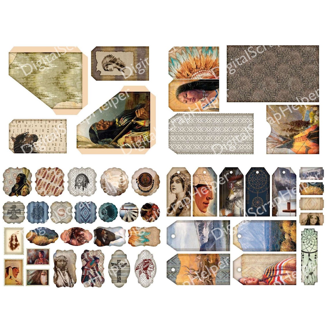 Native Americans Junk Journal Kit Printable of 36 Sheets - Etsy