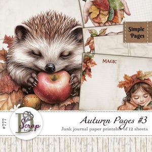 Autumn Junk Journal Pages Printable Set 3 of 12 Sheets Scrappy Autumn ...