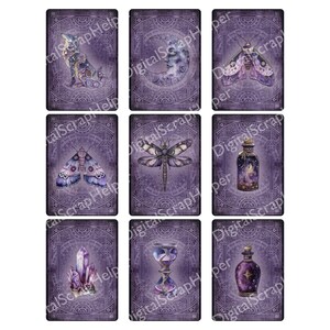 Purple Cards Stylized as Tarot Purple Tarot Junk Journal Ephemera ...