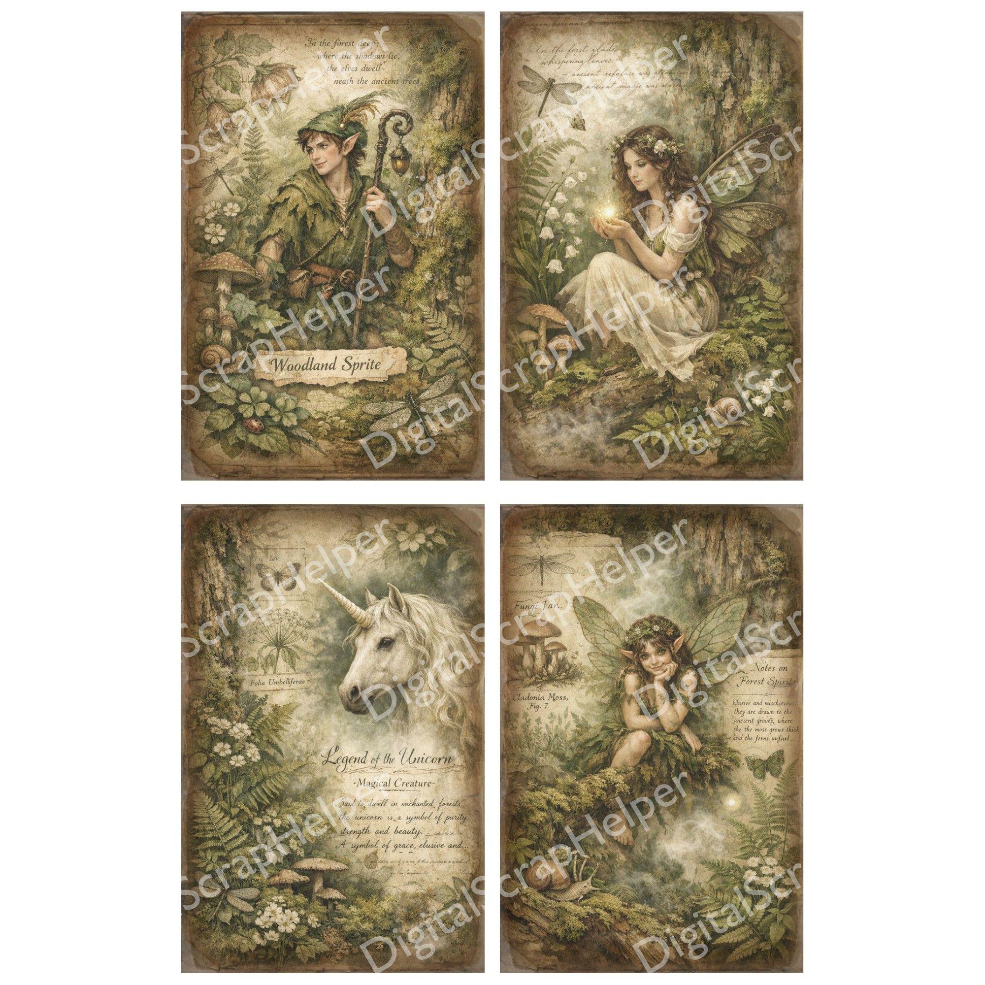 Fantasy Forest Folklore Bestiary Magical Paper for Half Letter Ephemera ...