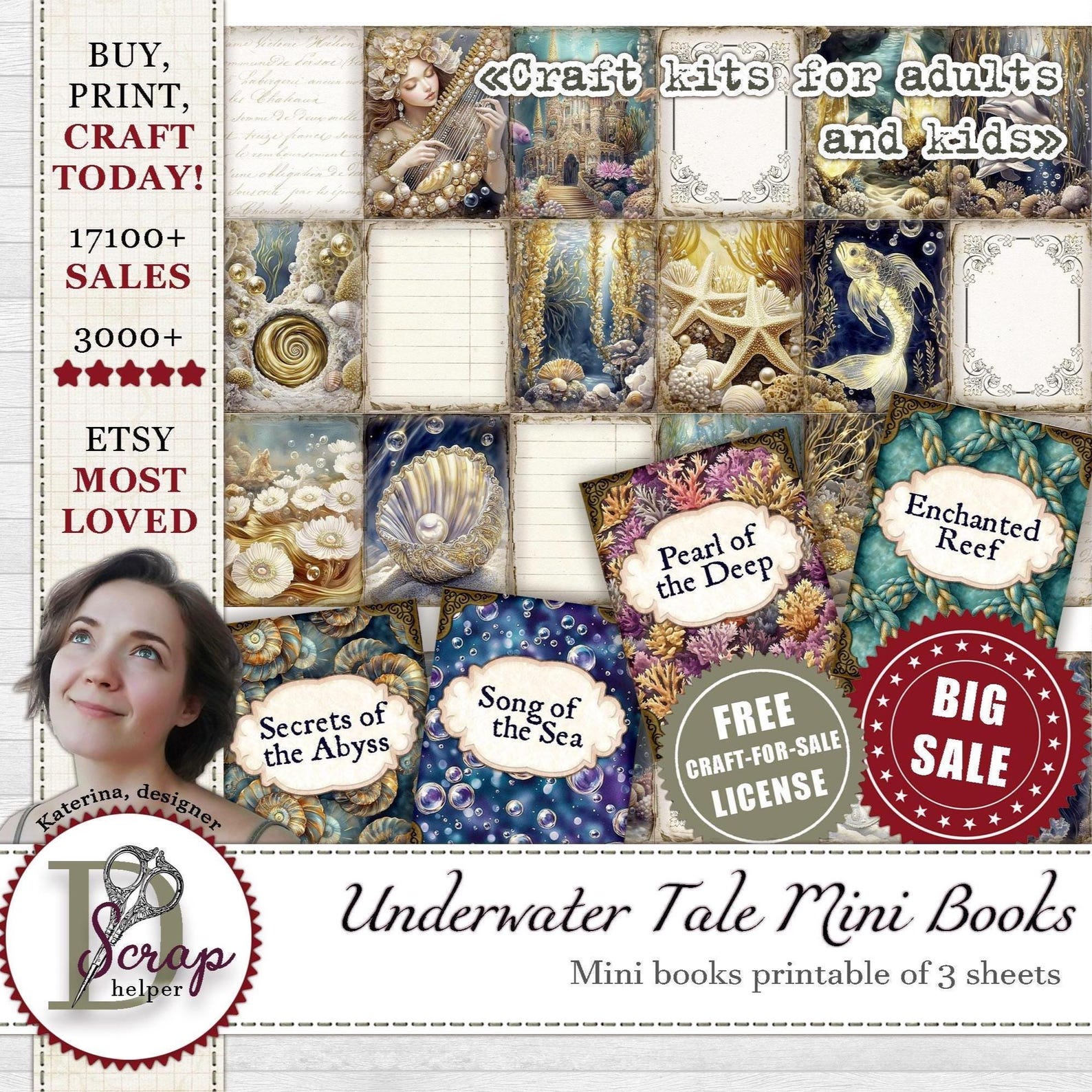 Underwater Tales Mini Books for Miniature and Dollhouse Accessories ...