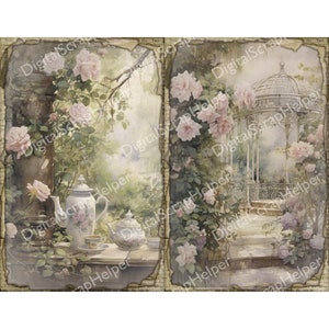 Vintage Rose Journal Paper Printable Timeworn Floral Shabby Pink ...