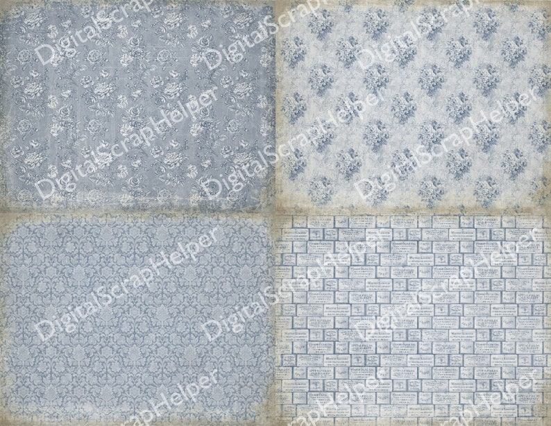 Vintage Blue Junk Journal Paper Pack Printable of 24 Sheets - Etsy
