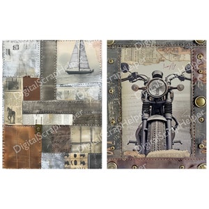 Masculine Collage Paper Printable of 12 Sheets Masterboard Scrappy ...