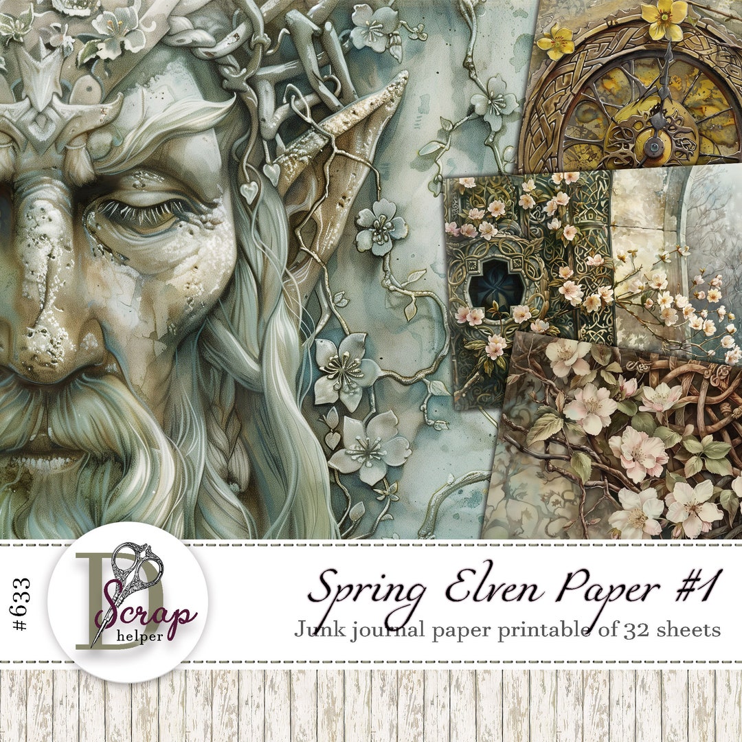 Spring Elves Junk Journal Paper Printable 32 Sheets Fantasy Elven ...