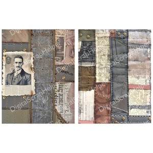 Masculine Collage Paper Printable of 12 Sheets Masterboard Scrappy ...
