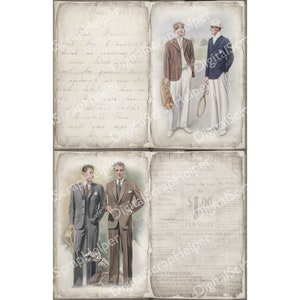 Masculine Junk Journal Pages Printable of 12 Sheets Gentleman Print Men ...
