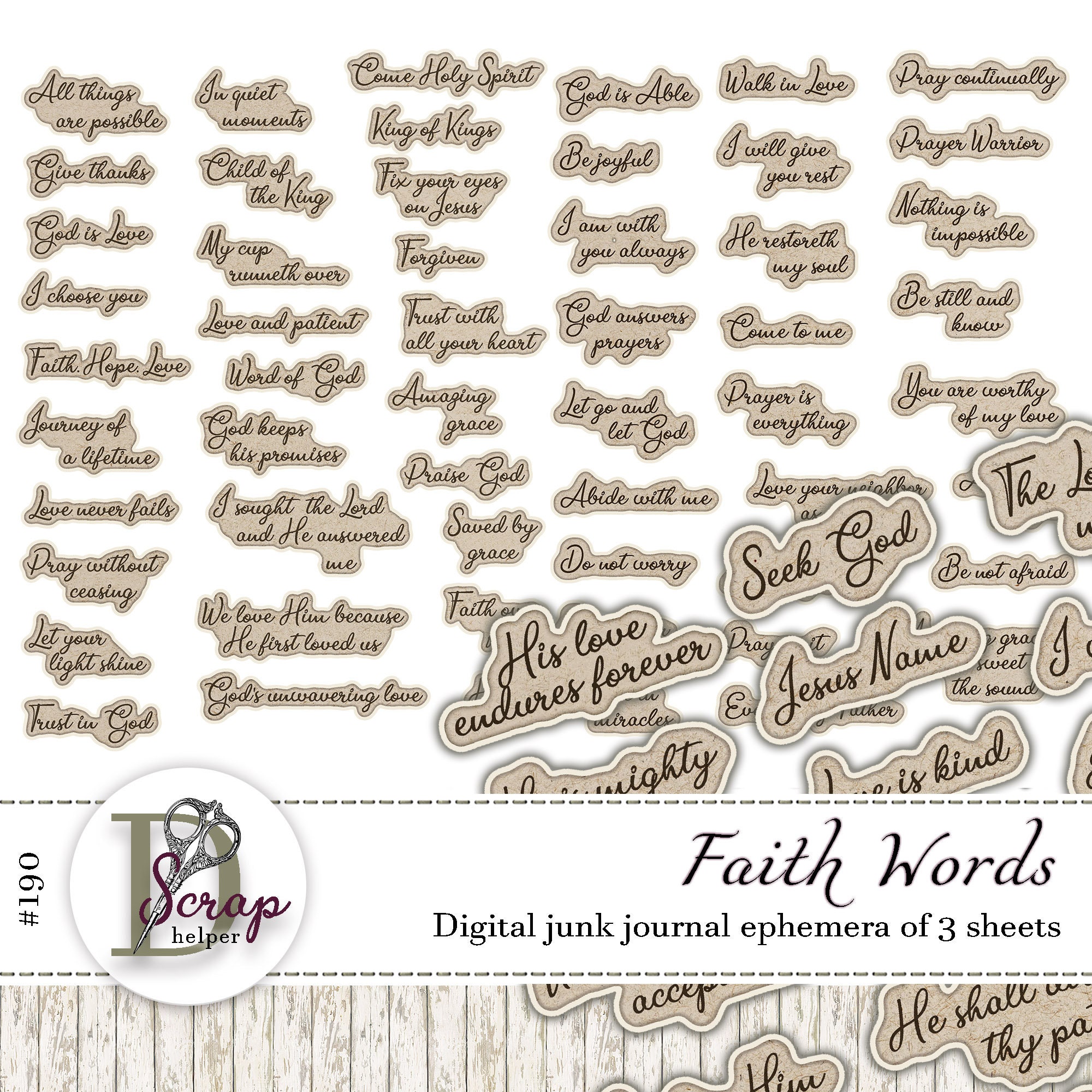 Faith Journal Words Printable of 3 Sheets Bible Words Prayer - Etsy