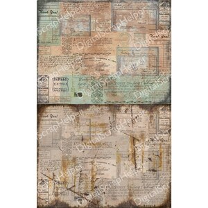 Grunge Junk Journal Paper Printable Pack 16 Sheets Cottagecore Shabby ...