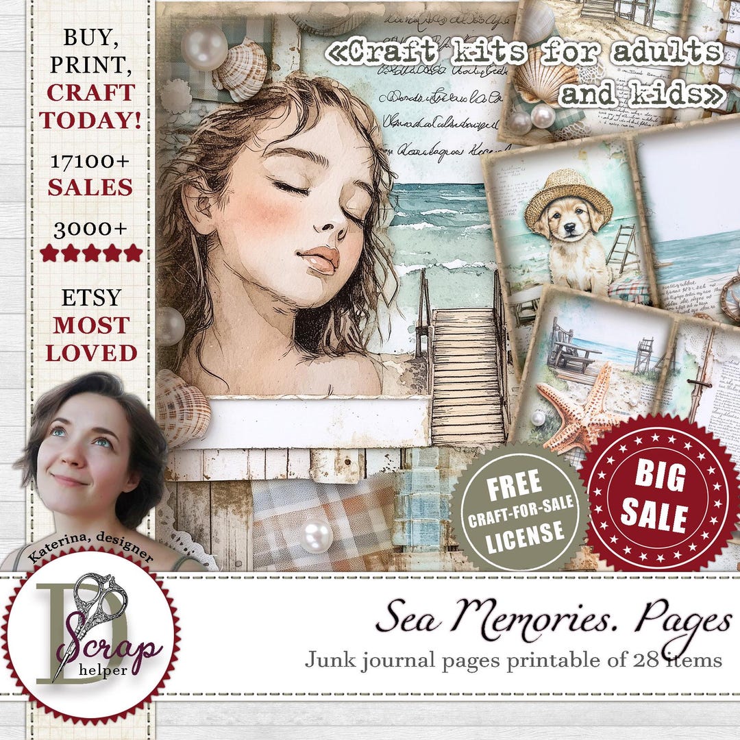 Sea Memories Junk Journal Pages Printable 28 Sheets in Love With the ...