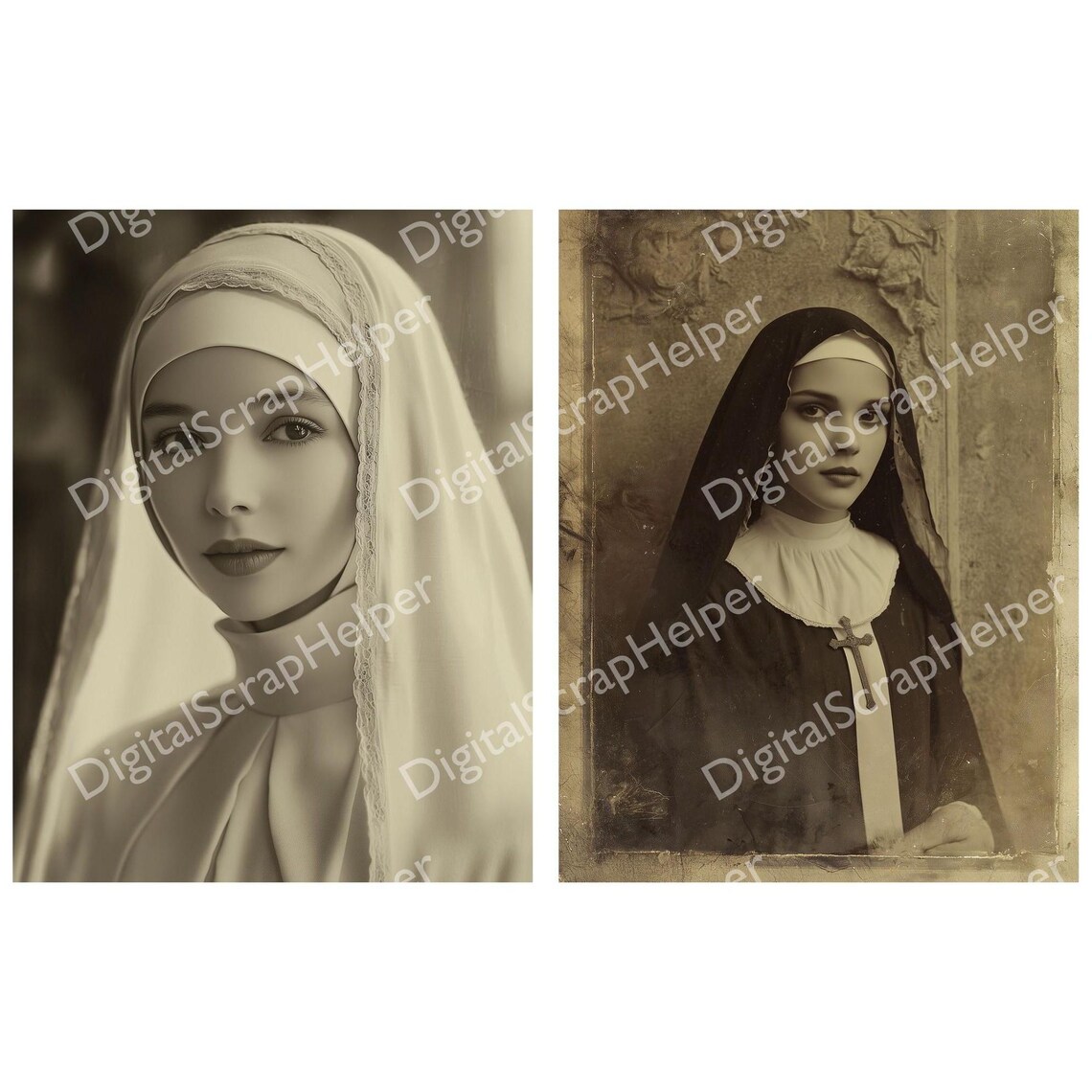 Vintage Portraits Nun Photos for Catholic Junk Journals and Easter ...