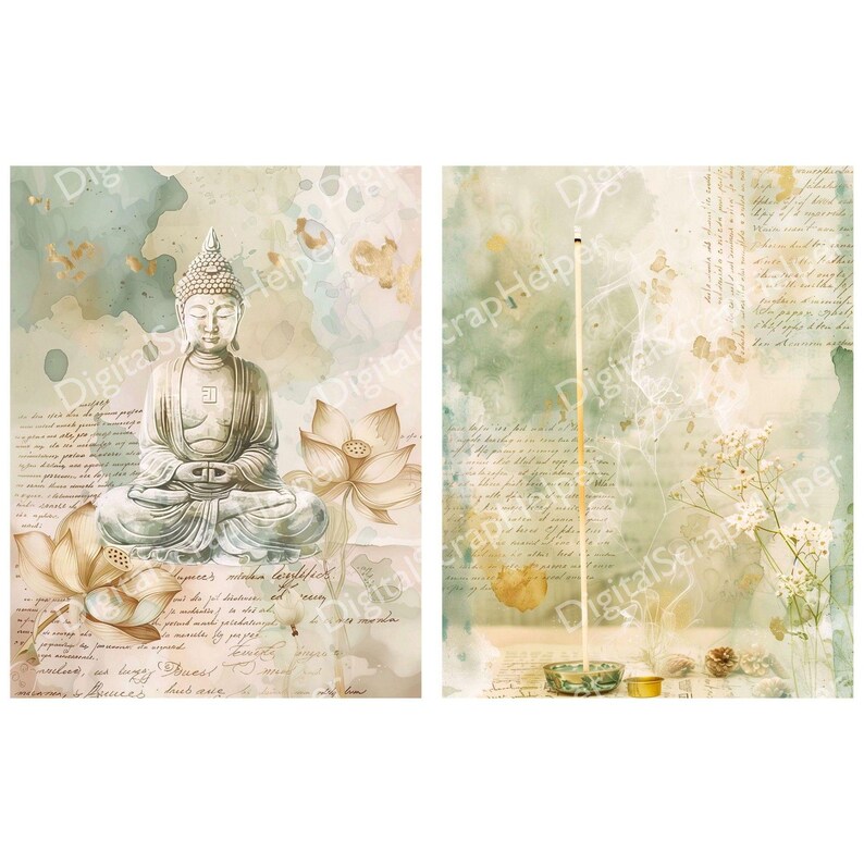 Zen Garden Junk Journal Printable of 12 Sheets Meditation Pictures ...