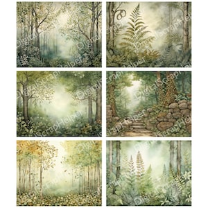 Forest Background Paper Printable 48 Sheets Woodland Collage Nature ...