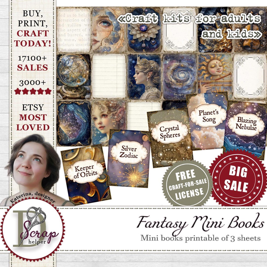 Celestial Starry Night Mini Books for Dollhouse Library and Miniature ...