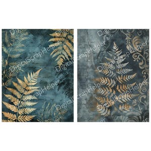 Fern Paper Printable of 12 Sheets Forest Background Fern Leaf Nature ...