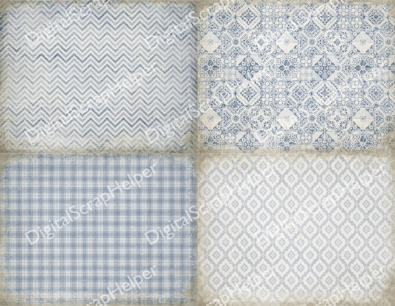 Vintage Blue Junk Journal Paper Pack Printable of 24 Sheets - Etsy