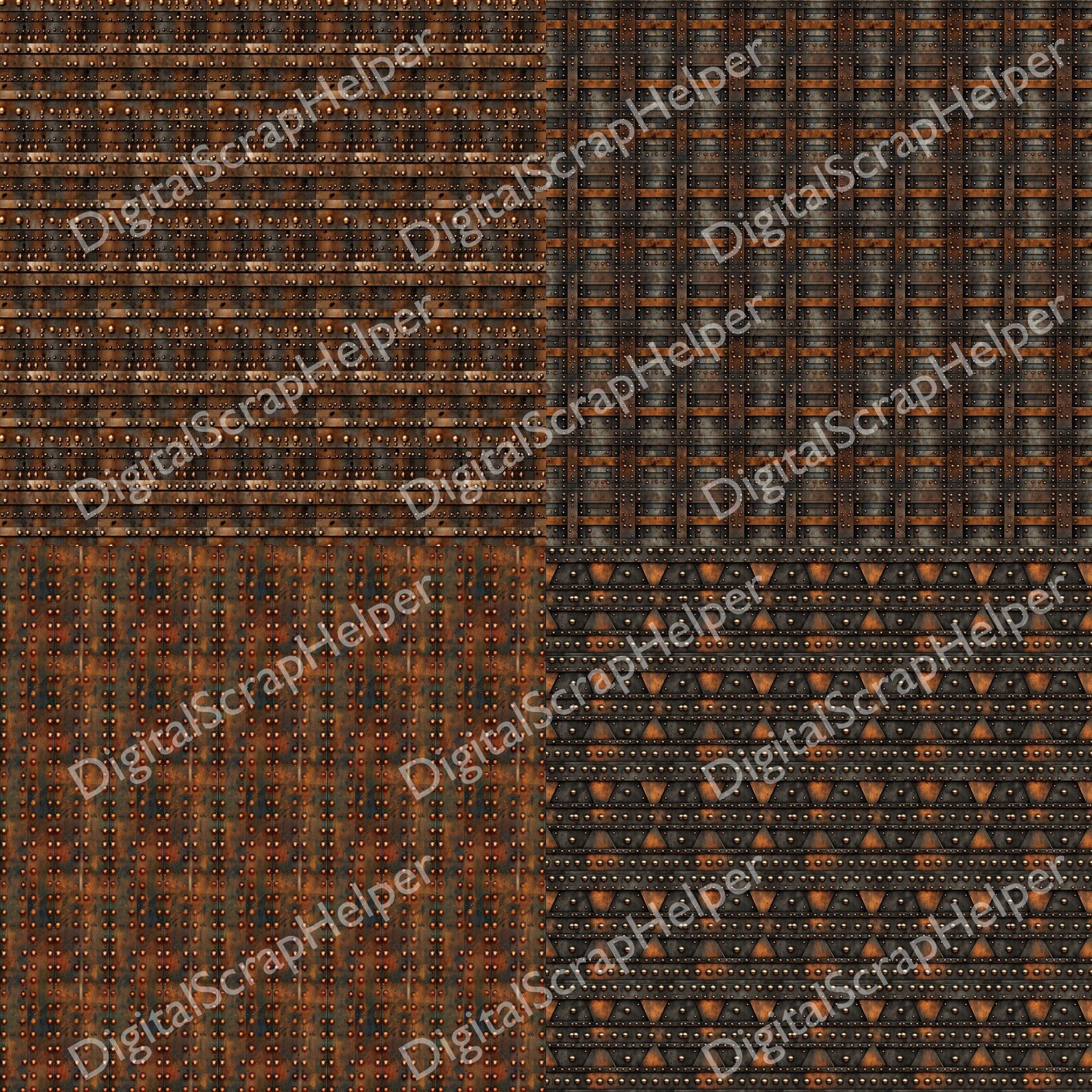 Metal Rivets Steampunk Seamless Pattern Digital Paper Industrial ...