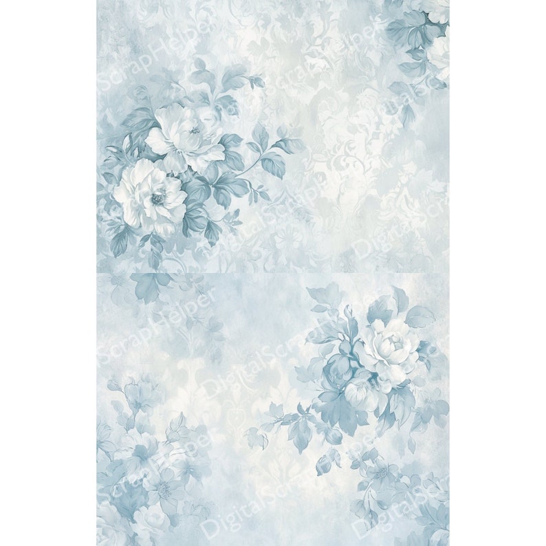 Faded Blue Garden Backgrounds for Cottagecore Journal Inserts and ...