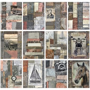 Masculine Collage Paper Printable of 12 Sheets Masterboard Scrappy ...