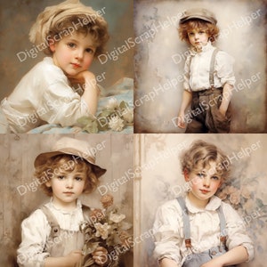 Vintage Boy Watercolor Clipart Bundle Printable Shabby Chic Boy Retro ...