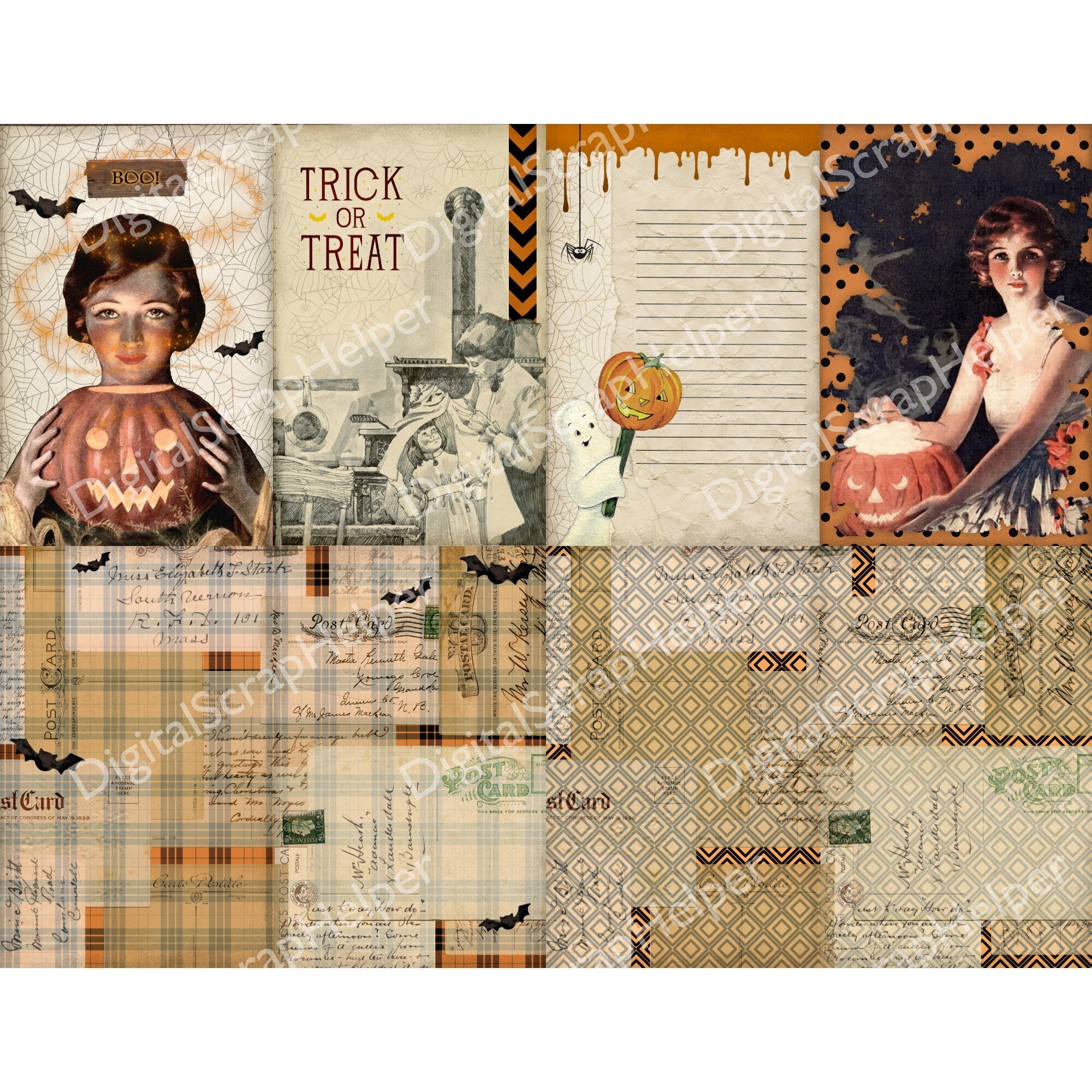 Halloween Junk Journal Kit Printable of 36 Sheets Boo Spooky - Etsy