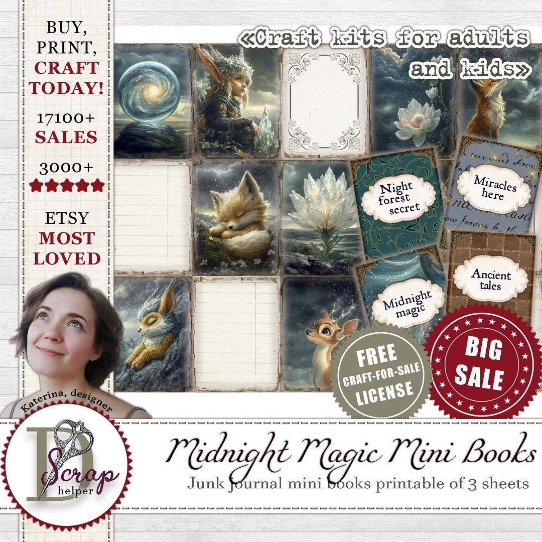 Midnight Magical Mini Books for Tiny Dollhouse Library and Fantasy ...