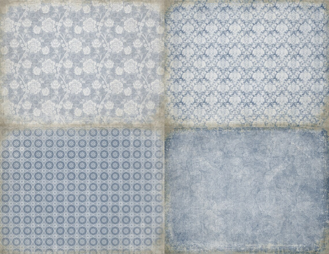 Vintage Blue Junk Journal Paper Pack Printable of 24 Sheets - Etsy