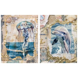 Marine Collage Paper Printable of 12 Sheets Masterboard Scrappy Ocean ...