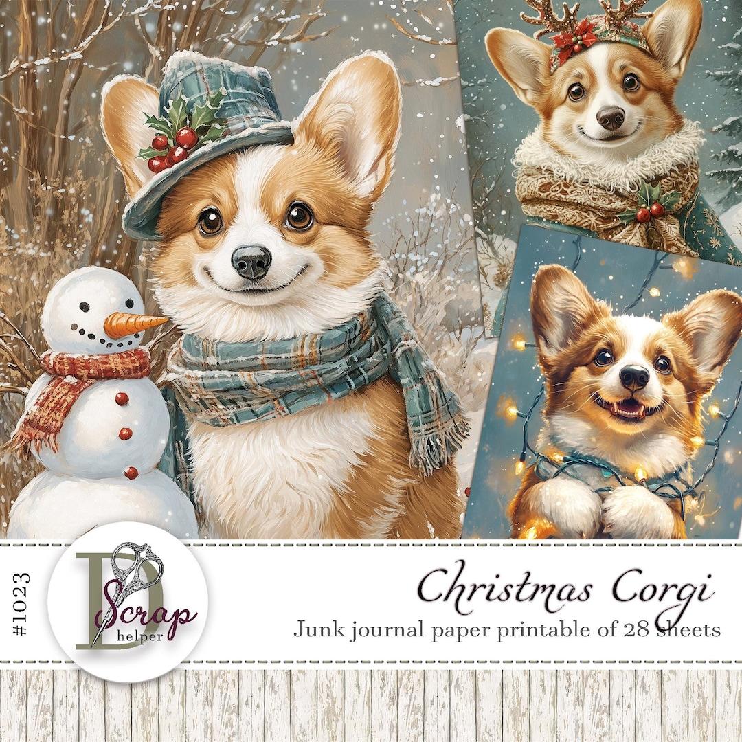Cute Christmas Corgi Paper Printable 28 Sheets Corgi Dog Corgi Puppy ...