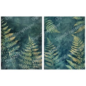 Fern Paper Printable of 12 Sheets Forest Background Fern Leaf Nature ...