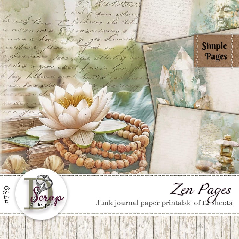 Zen Junk Journal Pages Printable 12 Sheets Self Care Meditation ...
