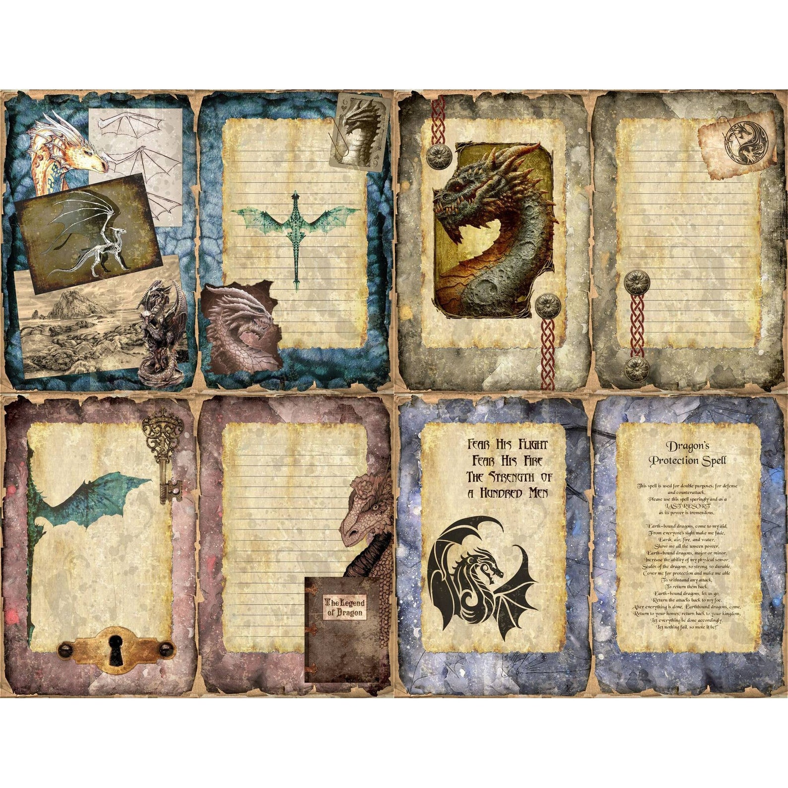 Dragon Junk Journal Kit Printable of 40 Sheets Fantasy Magic - Etsy