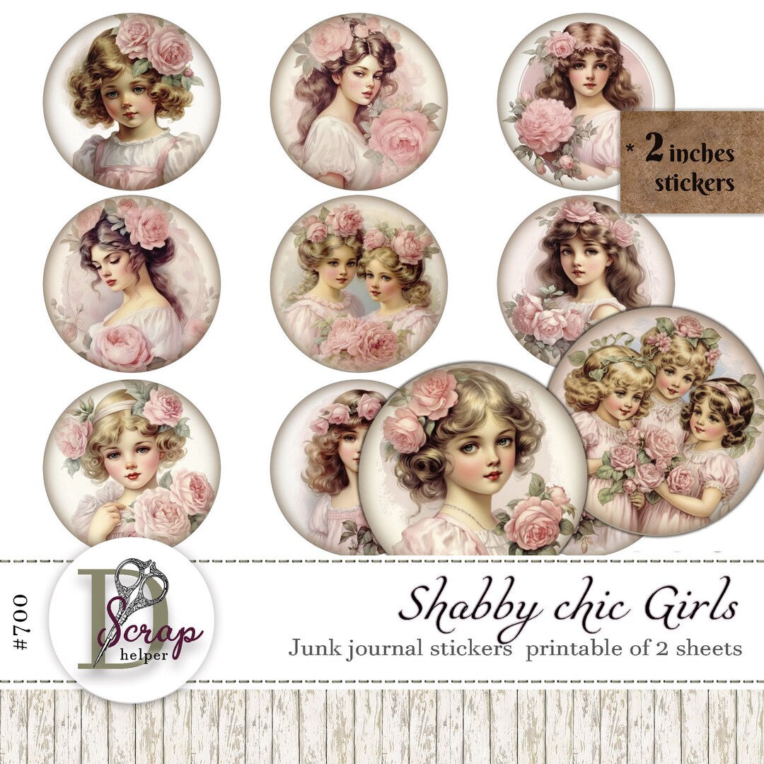 Shabby Pink Girls 2 Inch Circle Labels for Holiday Shop Printable 2 ...