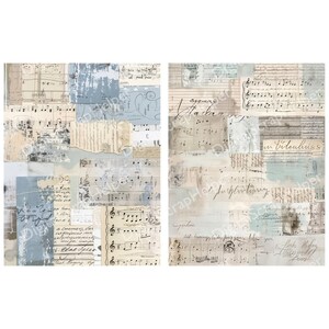 Shabby Blue Music Collage Paper Printable 12 Sheets Notes Music Treble ...
