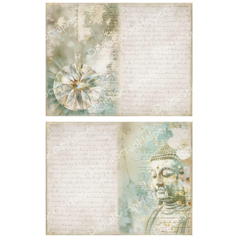 Zen Junk Journal Pages Printable 12 Sheets Self Care Meditation ...