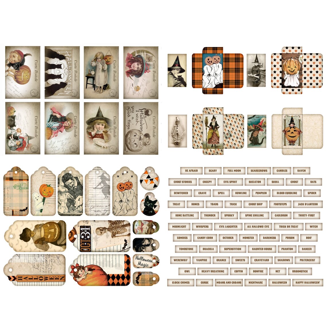 Halloween Junk Journal Kit Printable of 36 Sheets Boo Spooky - Etsy