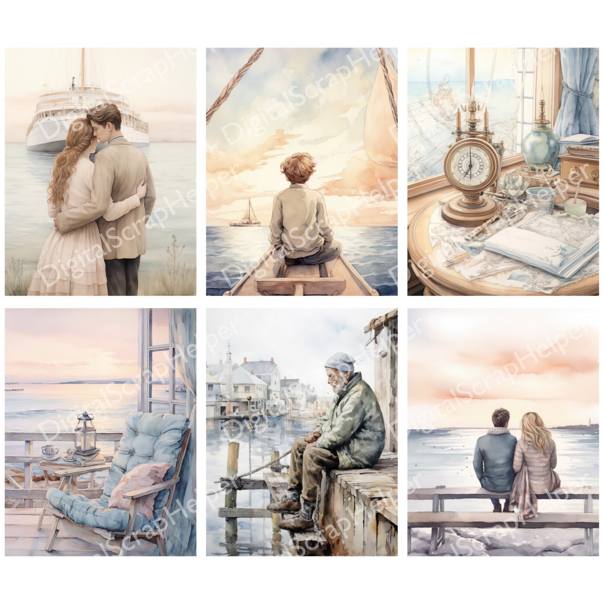 Marine Paper Pack 48 Sheets Beach Seagull Ocean Coastal Sailor ...