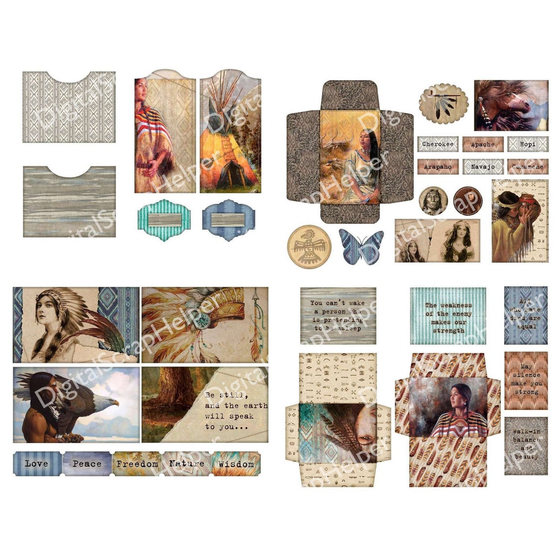 Native Americans Junk Journal Kit Printable of 36 Sheets - Etsy