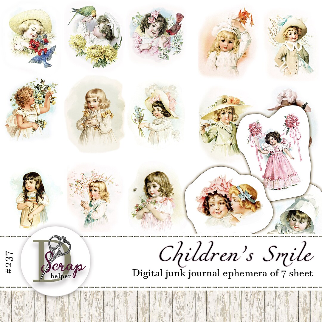 Vintage Children Ephemera Printable of 7 Sheets Retro Antique Victorian ...