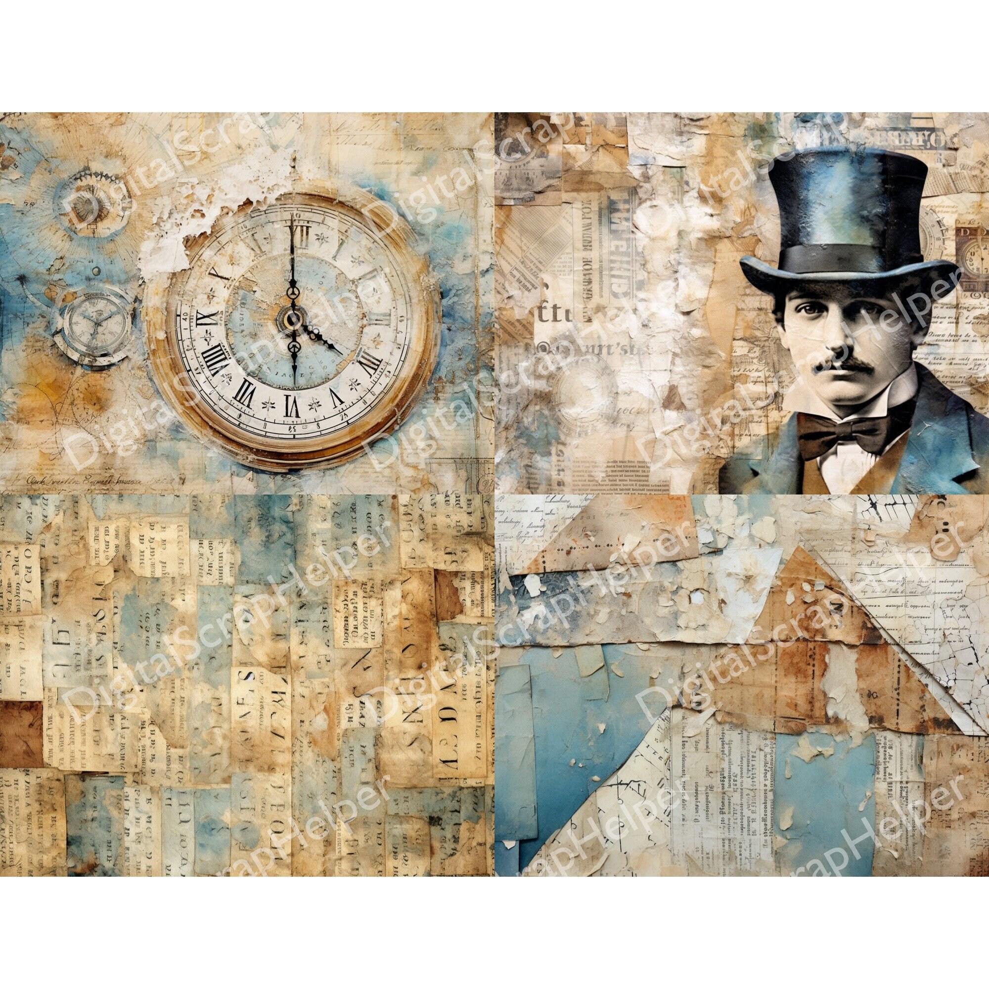 Vintage Man Junk Journal Paper Printable of 28 Sheets Masculine Men ...