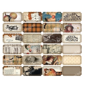 Halloween Tickets Printable of 4 Sheets Boo Gift Pumpkin Ghost Black ...