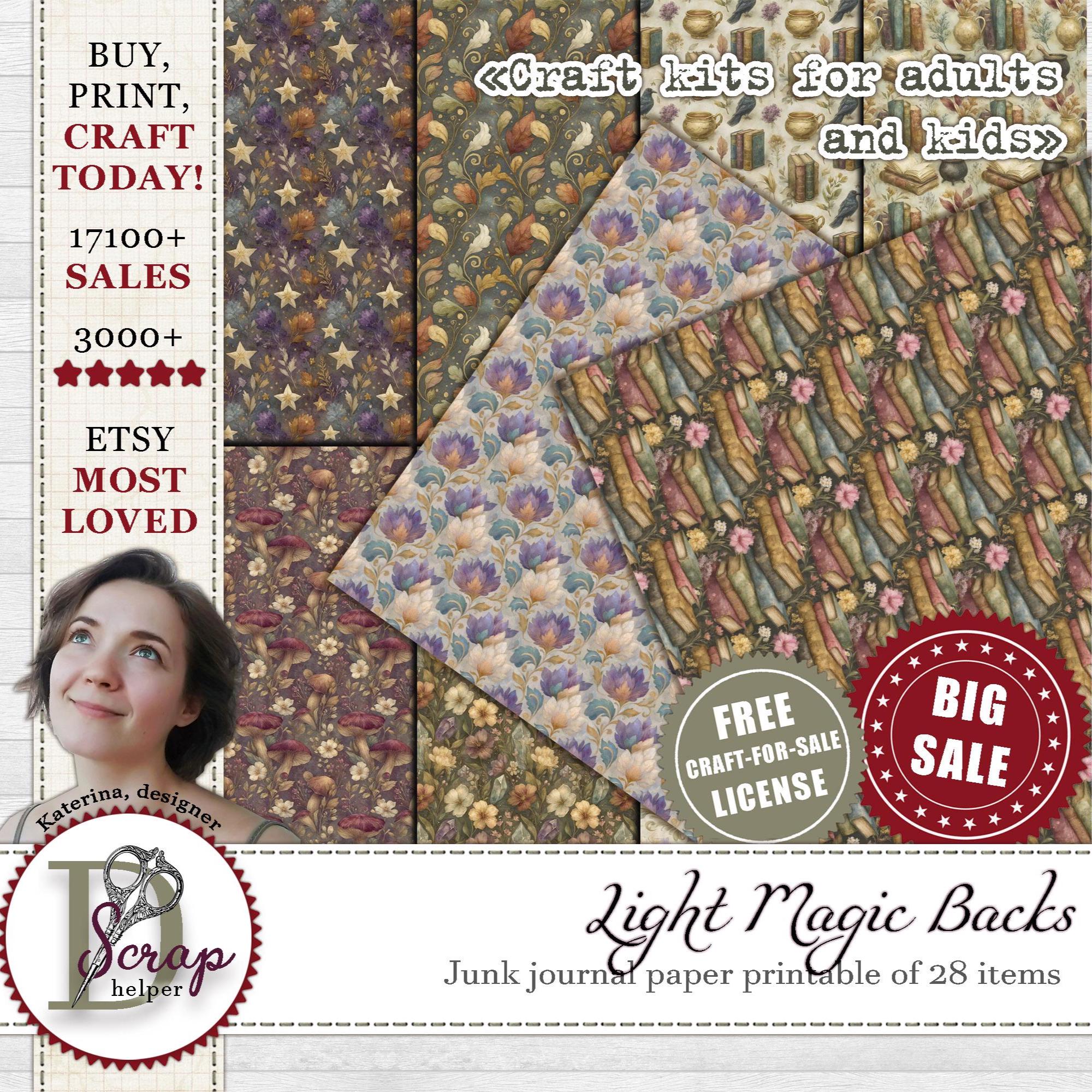 Gentle Magic Background Papers for Mystic Healer Junk Journals and ...